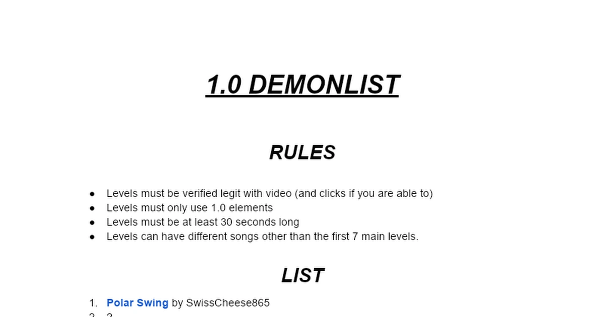 1.0 Demonlist | Fandom
