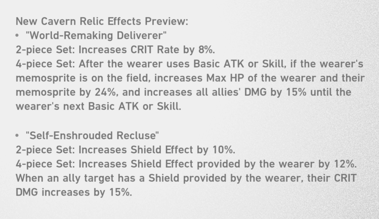 New relic sets passive revealed. | Fandom