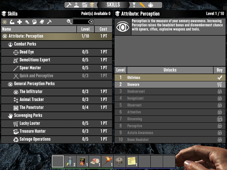 Skills Window - 7 Days to Die Wiki