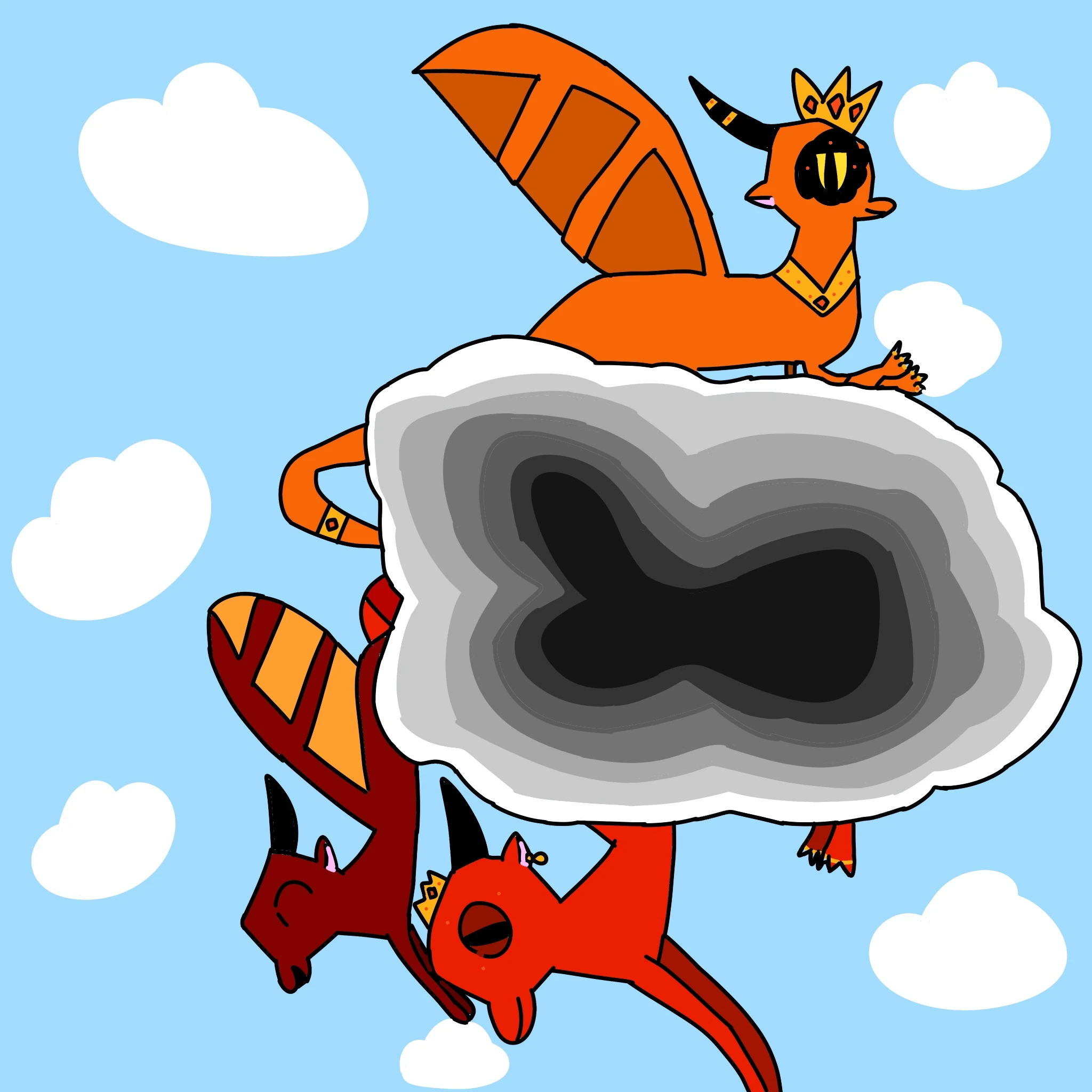 I did this drawing of scarlet, ruby, and cliff (not in my usual style ...