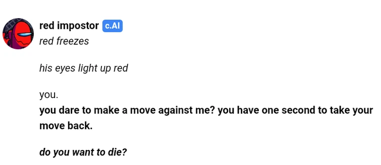 Encountering Red Imposter in Character ai. It ended sadly... Pt.1. | Fandom