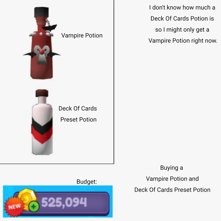 Buying a Vampire Potion/Deck Of Cards Preset Potion | Fandom