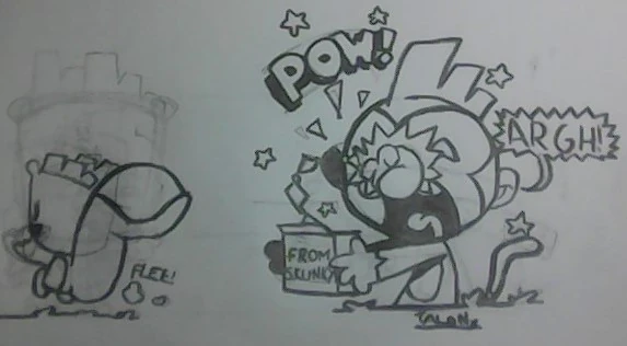 a drawing i made of monkey getting tricked by skunky | Fandom