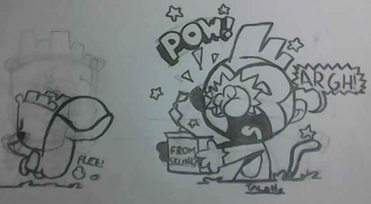 a drawing i made of monkey getting tricked by skunky | Fandom