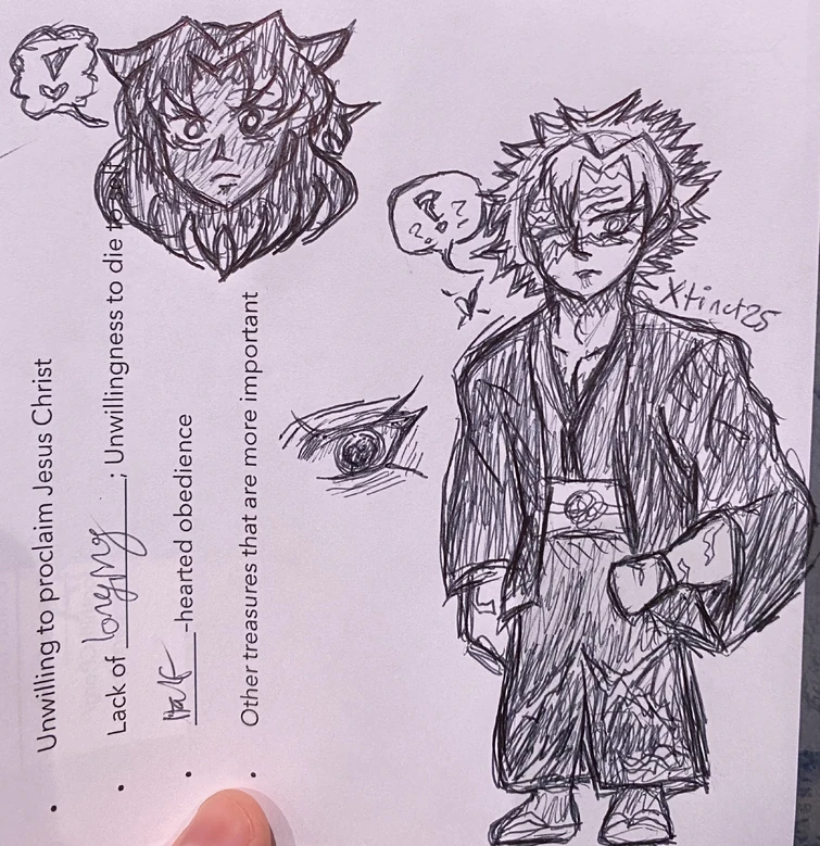 Sanemi doodles I made in church | Fandom