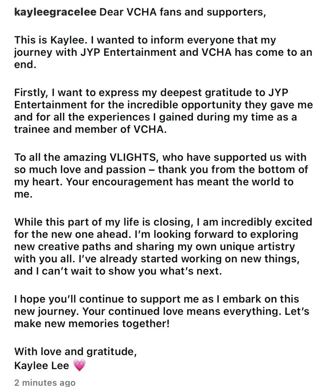 Kaylee Officially Announces Her Departure From VCHA | Fandom