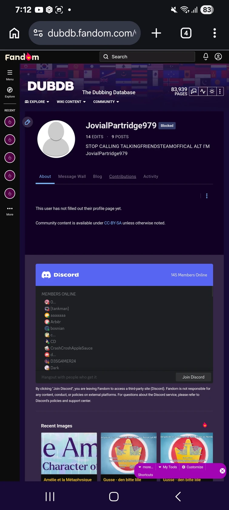 welp, I got block in dubbing database wiki | Fandom