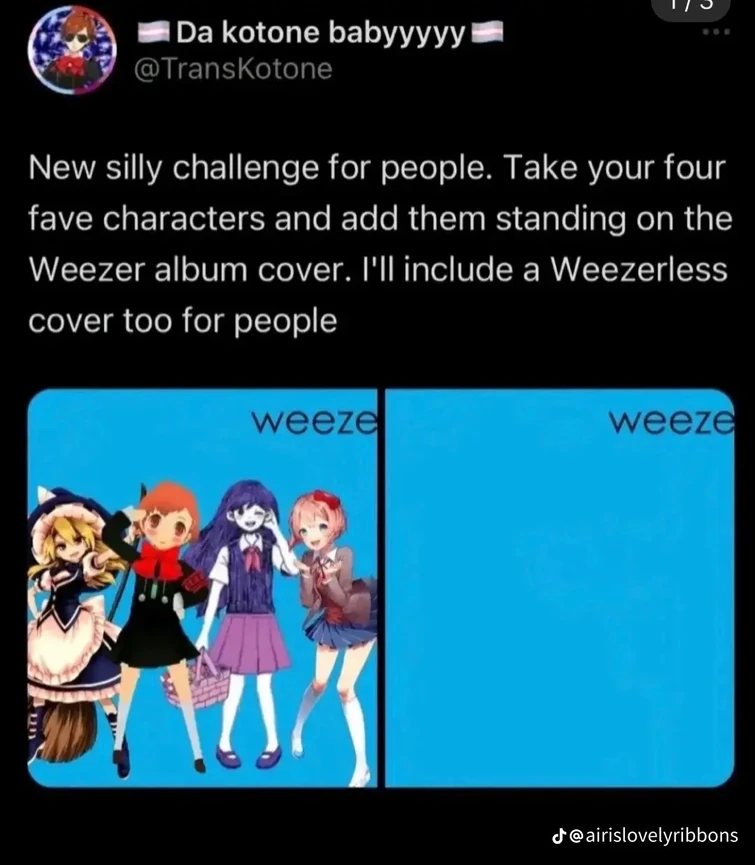 Some random characters I love standing in one of Weezer's album covers. | Fandom