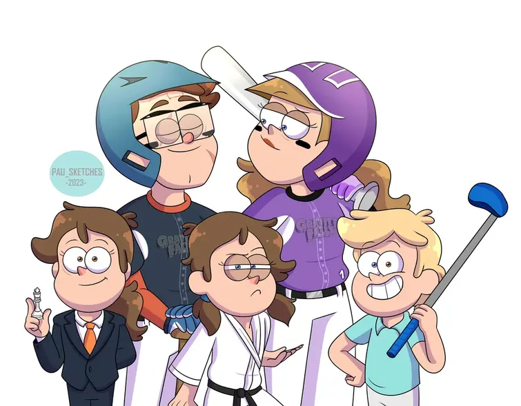 The Dipcifica Pines family at sports! Another delightful commission ...