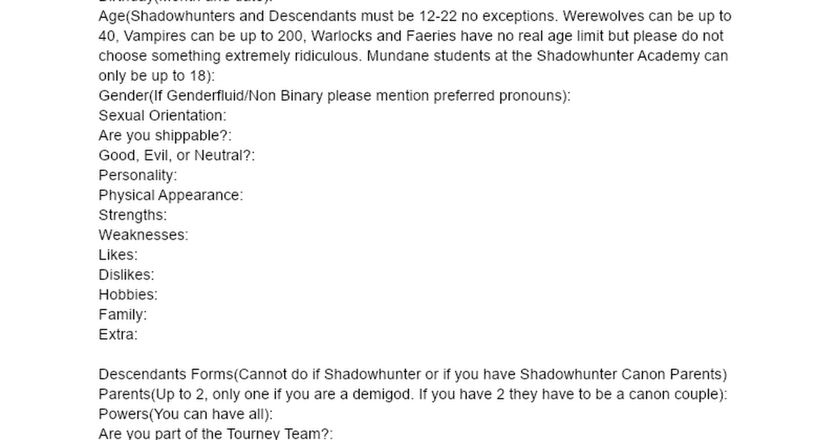 Descendants X Percy Jackson X Shadowhunters X Avatar Roleplay Signups ...