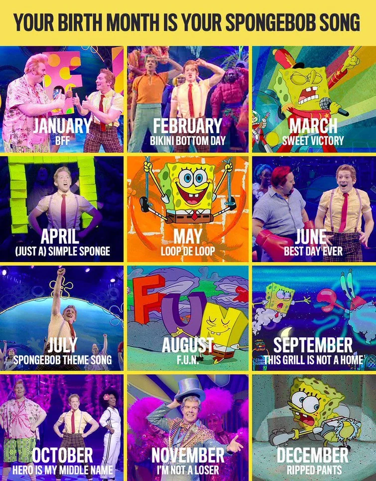 What SpongeBob song are you choosing based on your birth month? 🎶 | Fandom