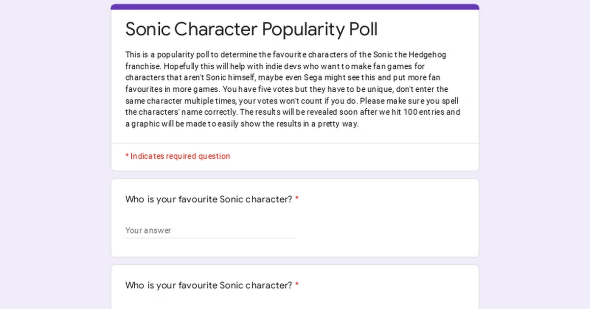 Sonic Character Popularity Poll | Fandom
