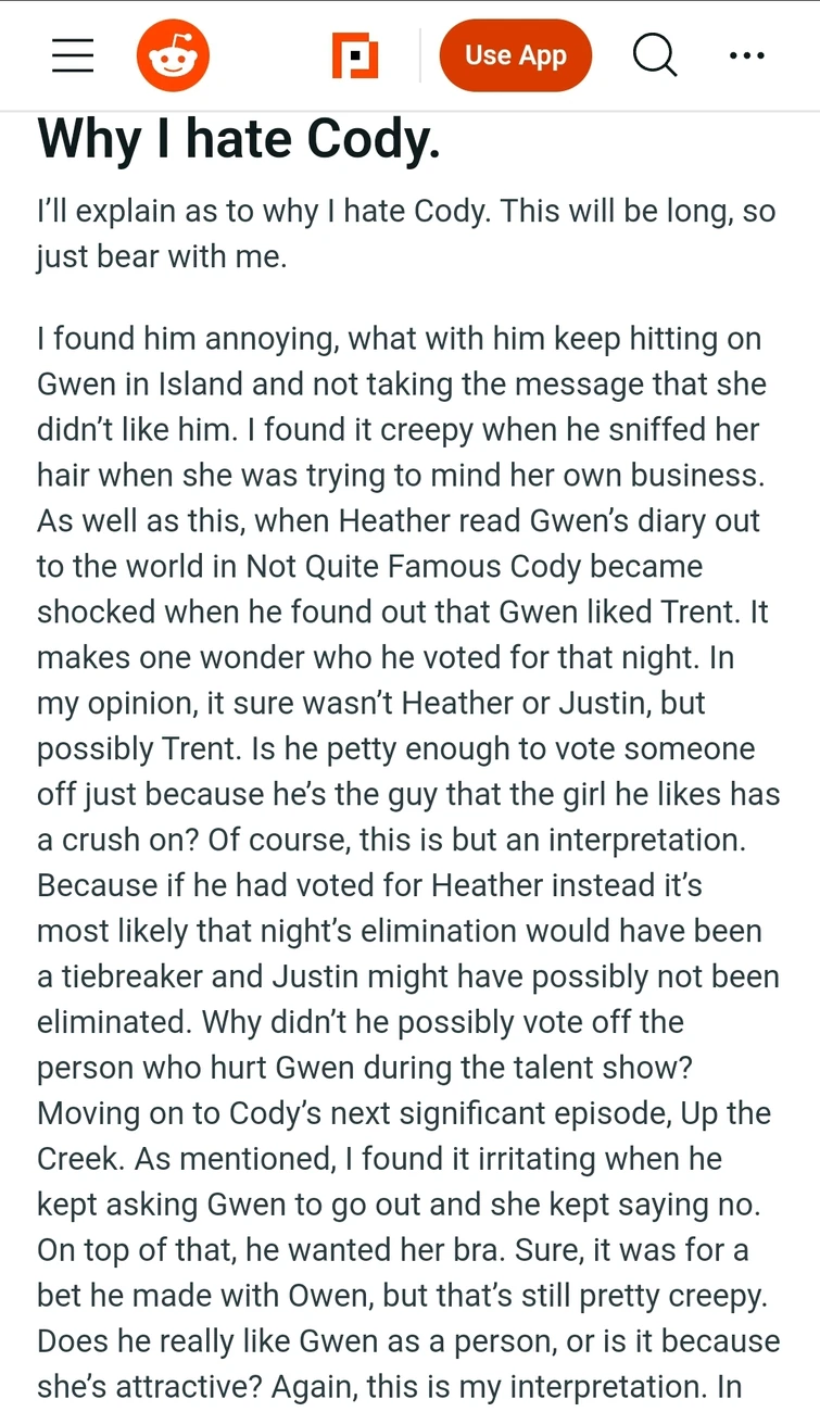 Long reddit rant on Cody | Fandom