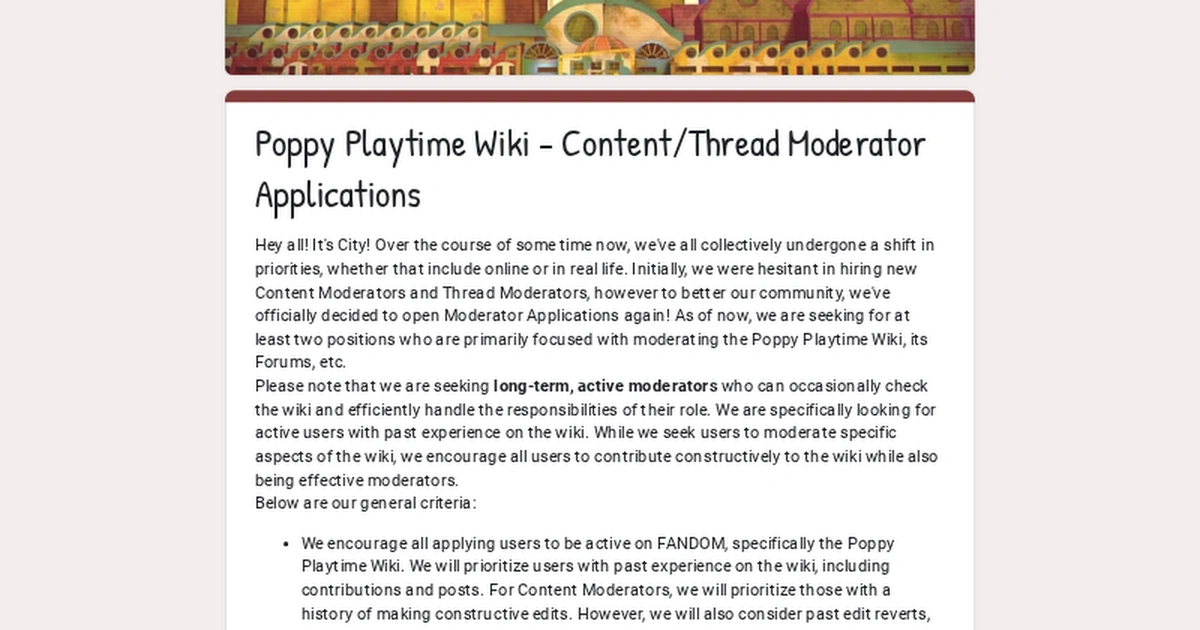 Poppy Playtime Wiki - Thread/Content Moderator Applications Open!! | Fandom