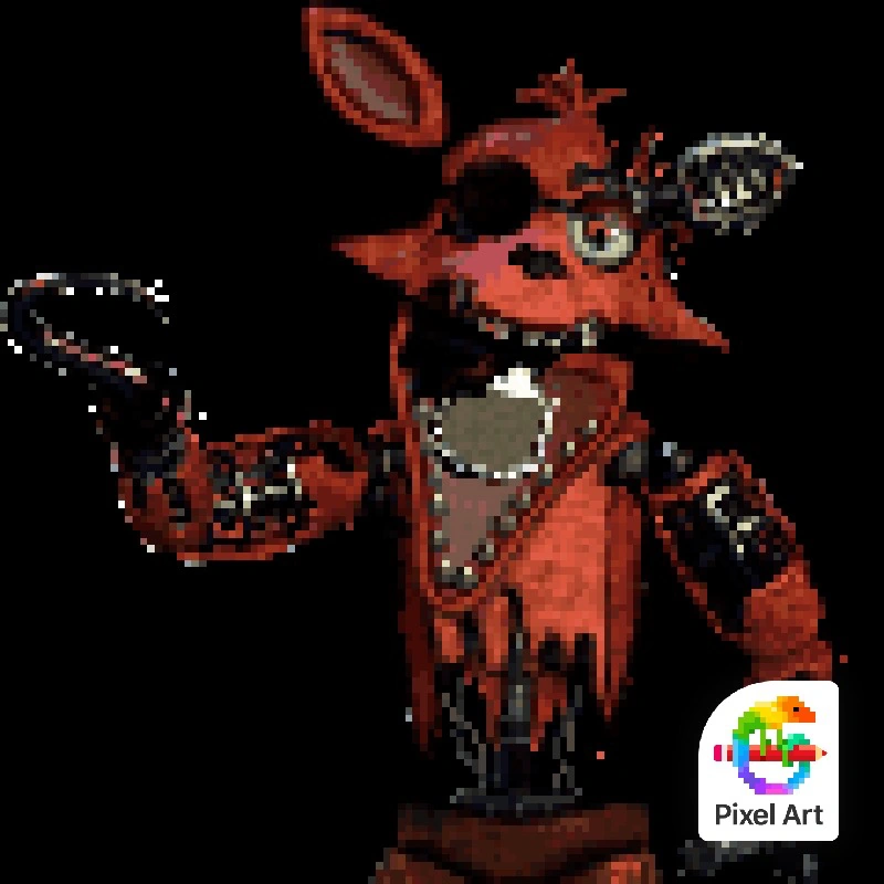 Withered foxy pixel art done way early than I though! My pore fingers ...