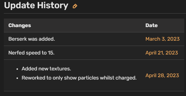 New Update history section | Fandom