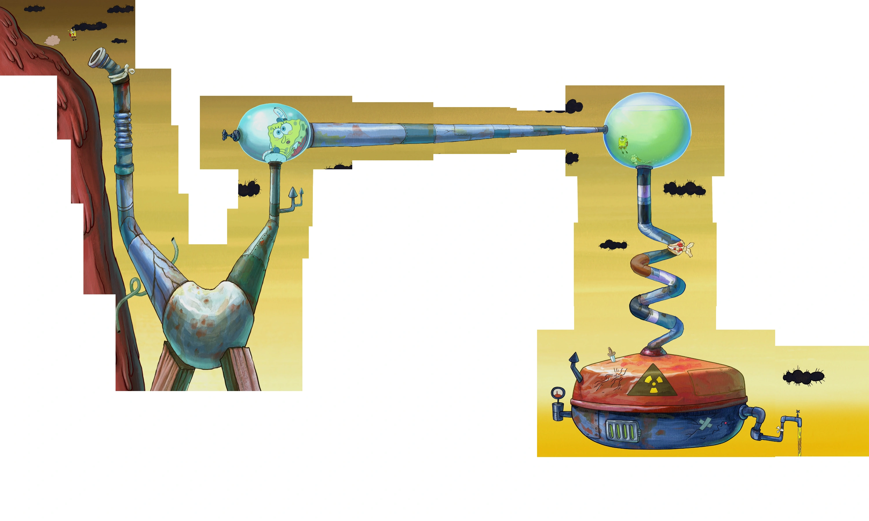 Panoramic view of SpongeBob in RandomLand pipe scene | Fandom