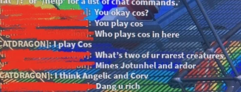 A rare chat in any game other than Cos | Fandom