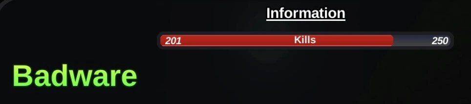 50 kills more until badware mastery | Fandom