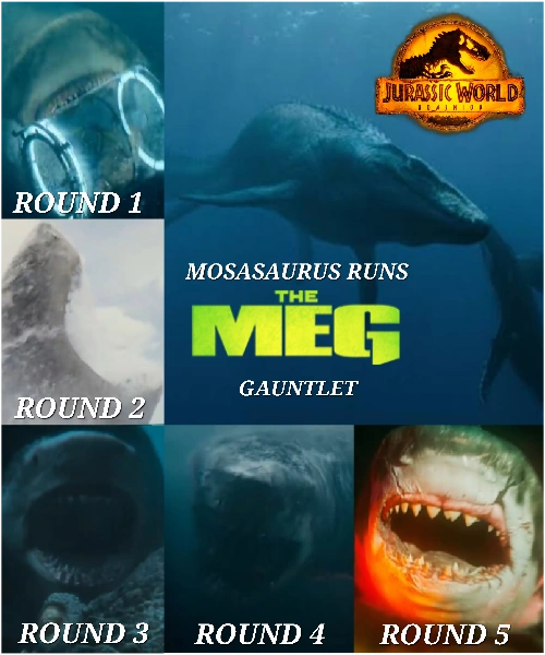 Mosasaurus runs the Meg gauntlet! | Fandom