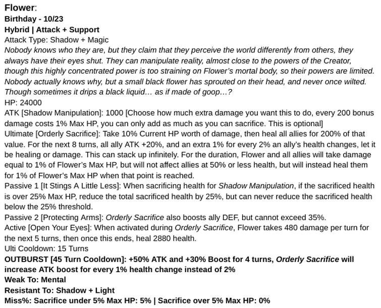 Character Overview: Flower | Turnium | Fandom