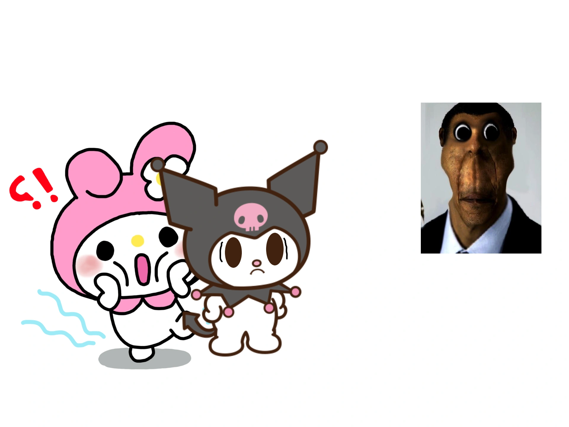 My Melody and Kuromi got scared of Obunga. | Fandom