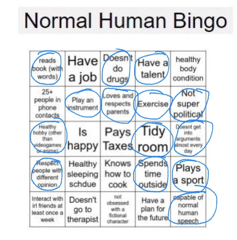 Normal human bingo | Fandom