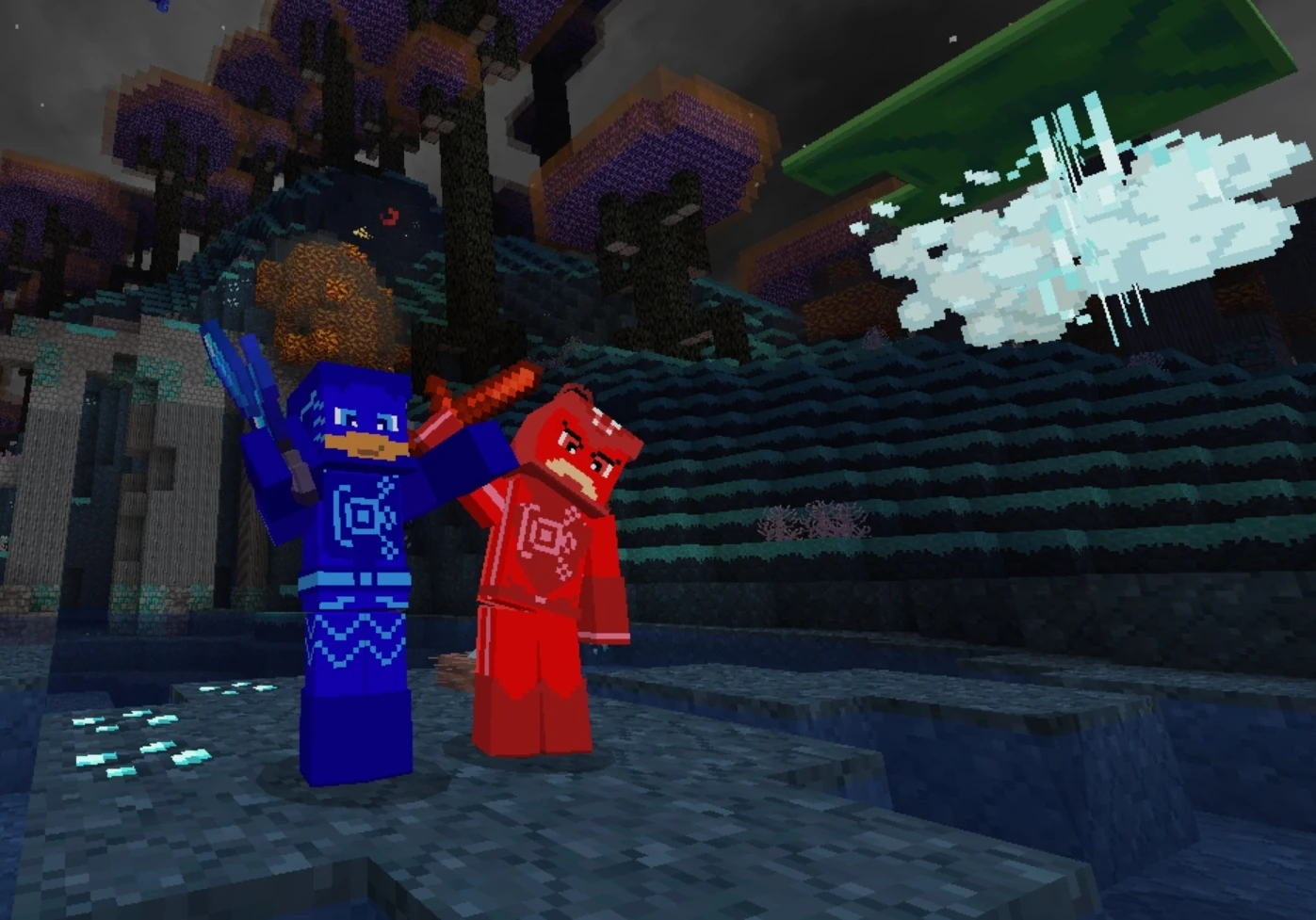 My two friends and I are playing Minecraft with pjmasks skins | Fandom