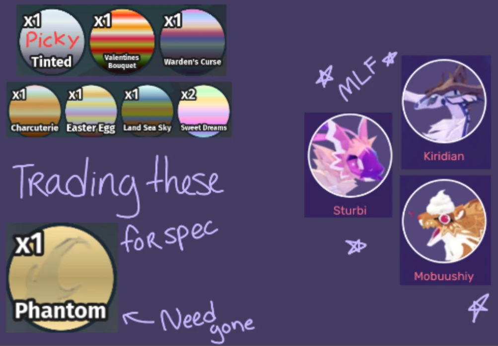 Trading phantom mat and color pallets for spec |§ | Fandom