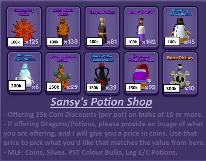 Sansy's Potion Store! (Currently Accepting Dragons/Potions as well ...
