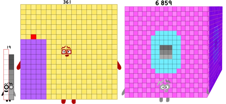 Numberblocks Nineteen, Three Hundred and Sixty-One, and Six Thousand ...