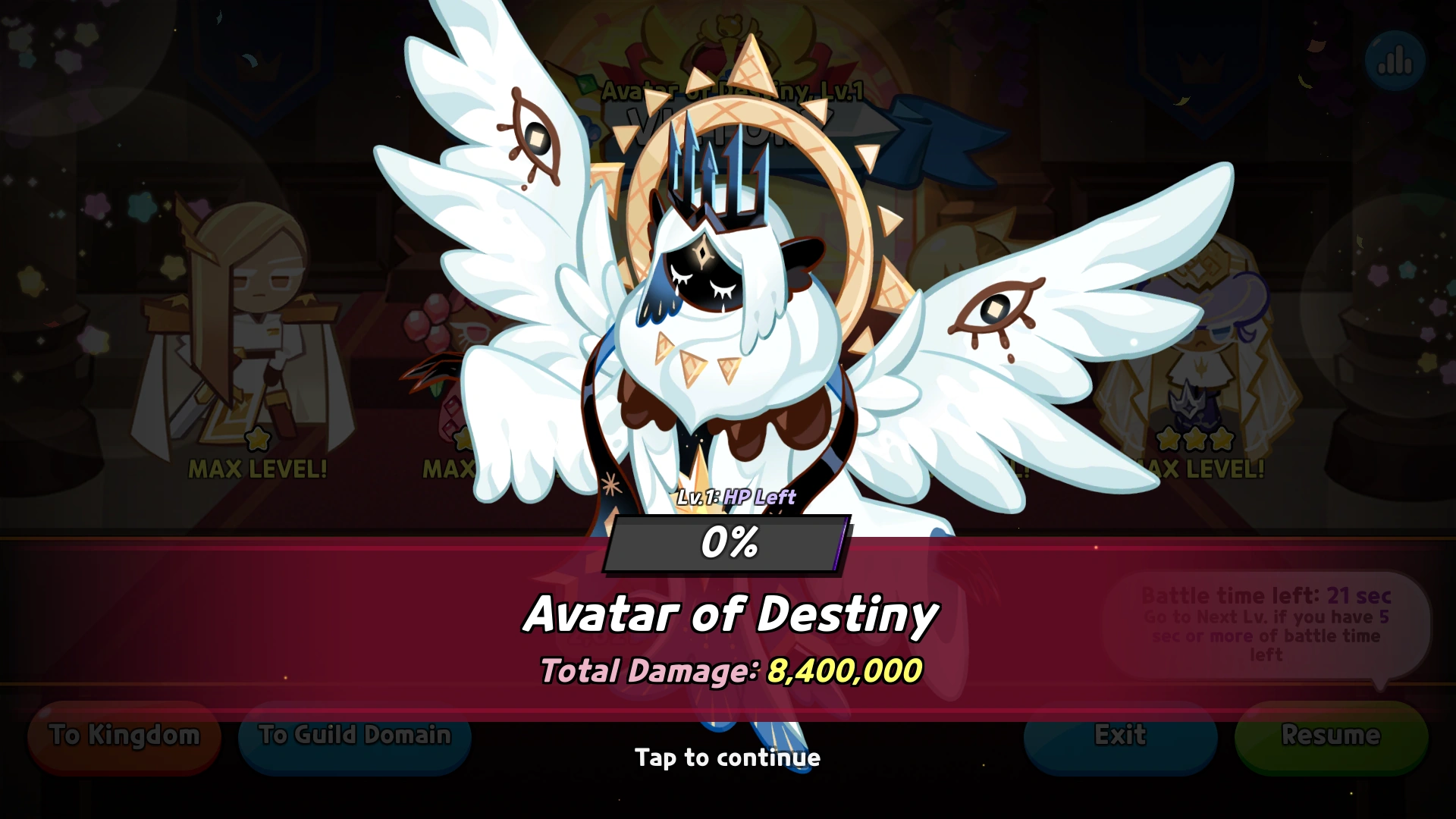 my team just casually beating the level 1 avatar of destiny in one try ...