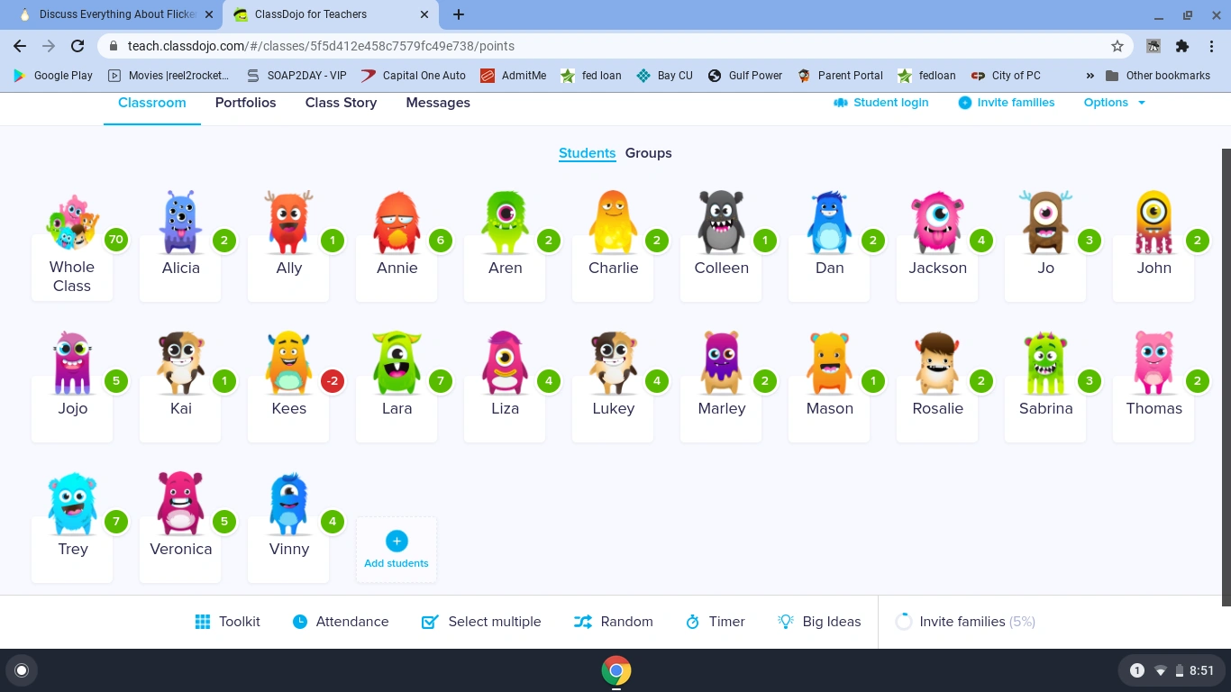 I made a class dojo for flicker XD | Fandom