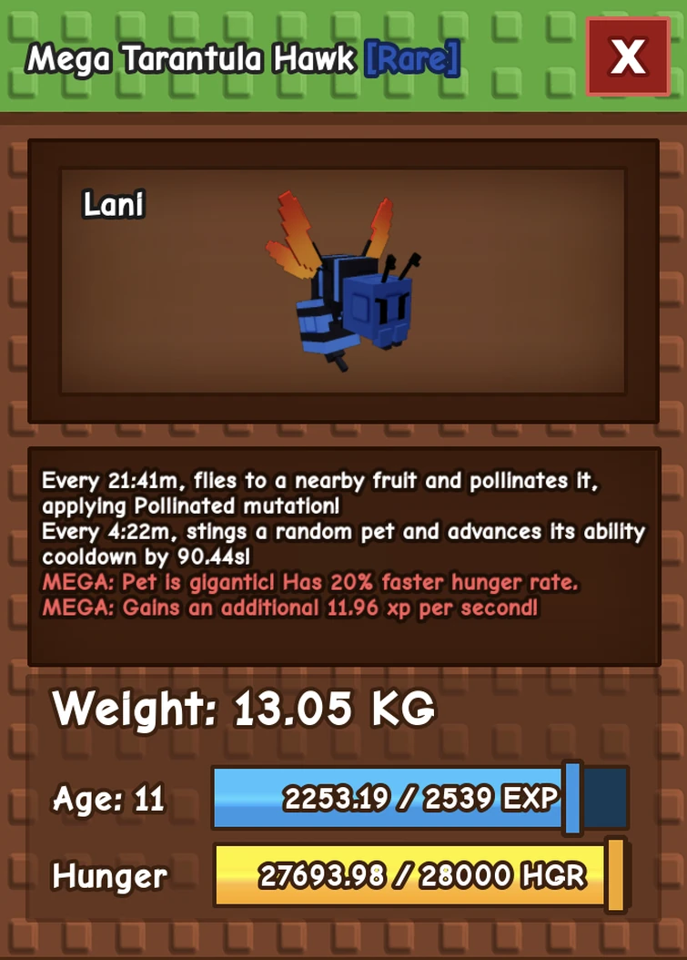 Trading 68kg at max mega tarantula hawk | Fandom