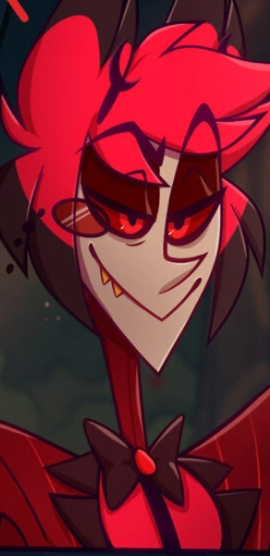 Alastor didn't smile in the comic or at least he looks kinda sad ...