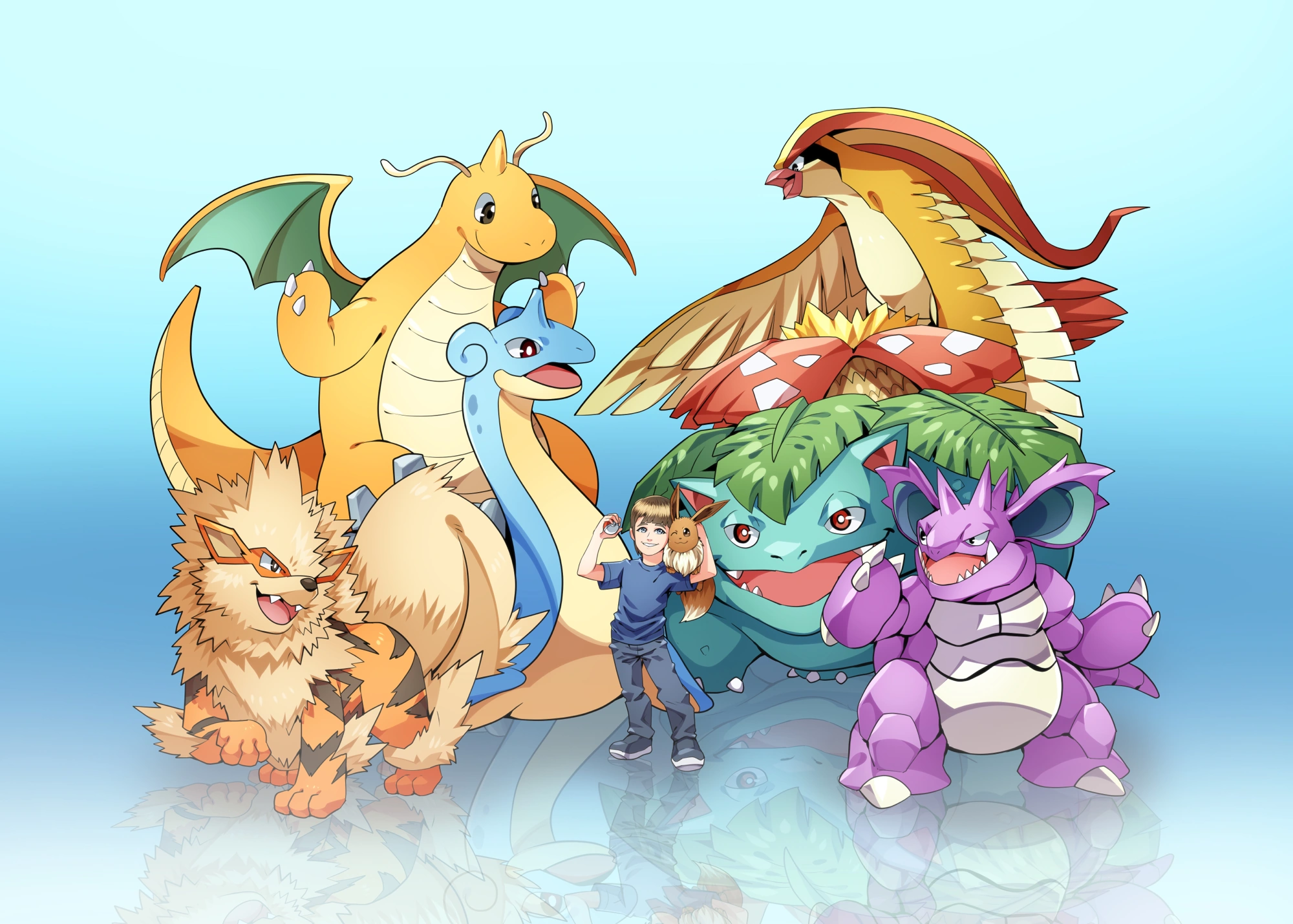 Digital Portrait of my son w/ my Pokémon team | Fandom