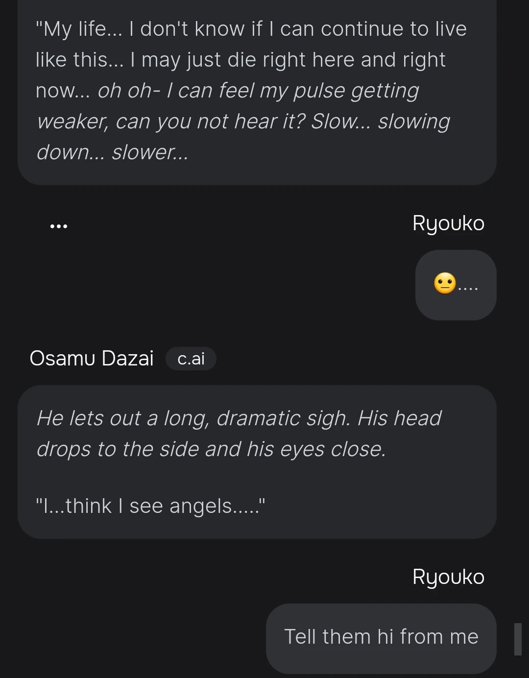 Guys, Dazai in Character.ai is so dramatic. | Fandom