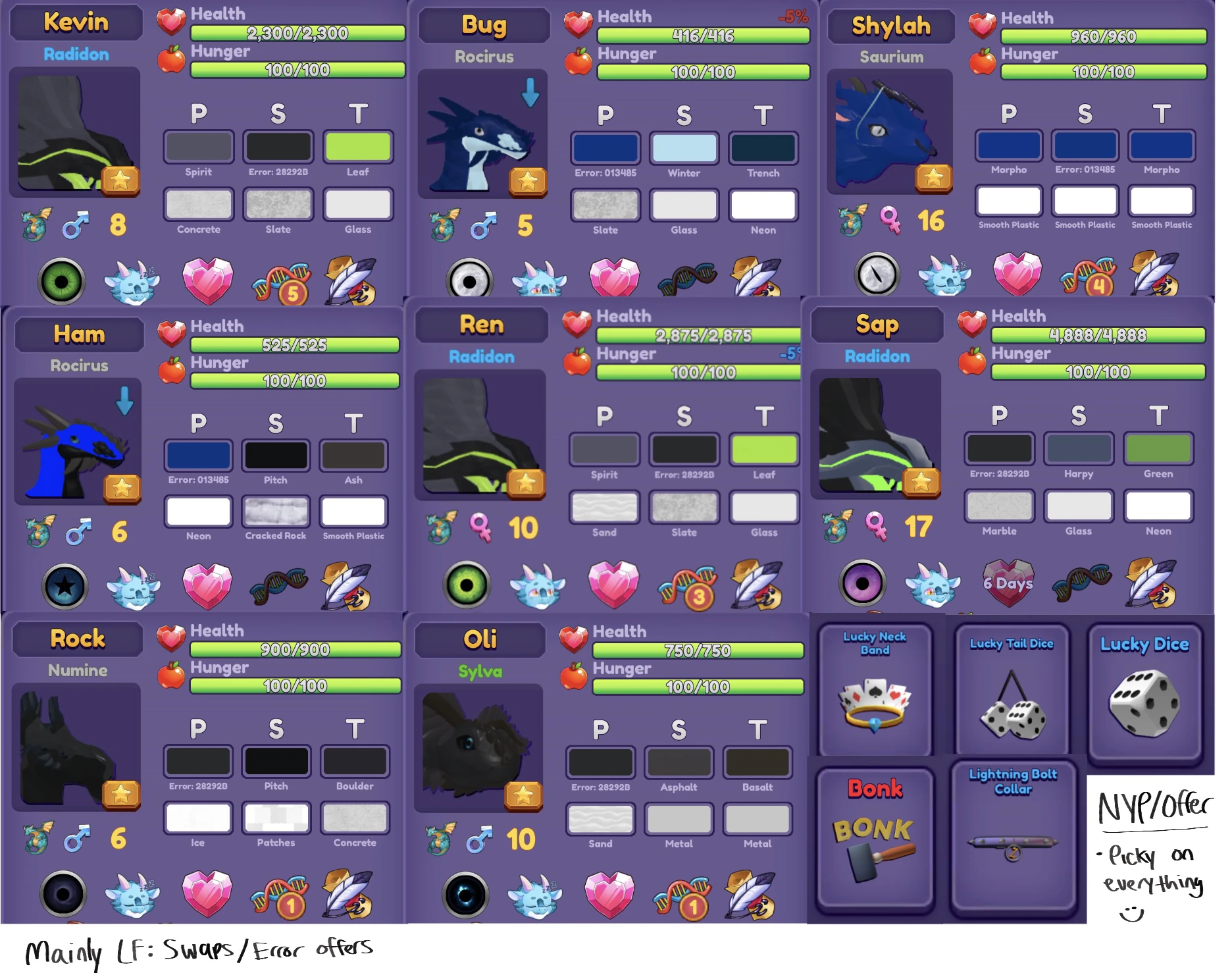 Seeing offers/swapping these errors & accesories | Fandom