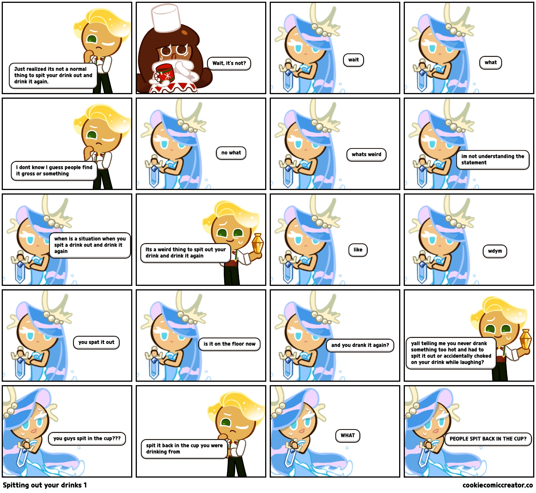 Spitting out your drinks. (this comic took me 5 comics to make dear god ...