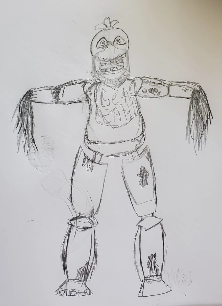 A little sketch of Withered Chica that I did in class | Fandom