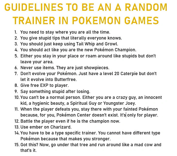 Guidelines to be a Random Trainer in Pokemon Games | Fandom