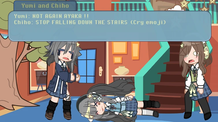 Mayuko waking up Yurie and Ayaka falling down the stairs the 19th time ...
