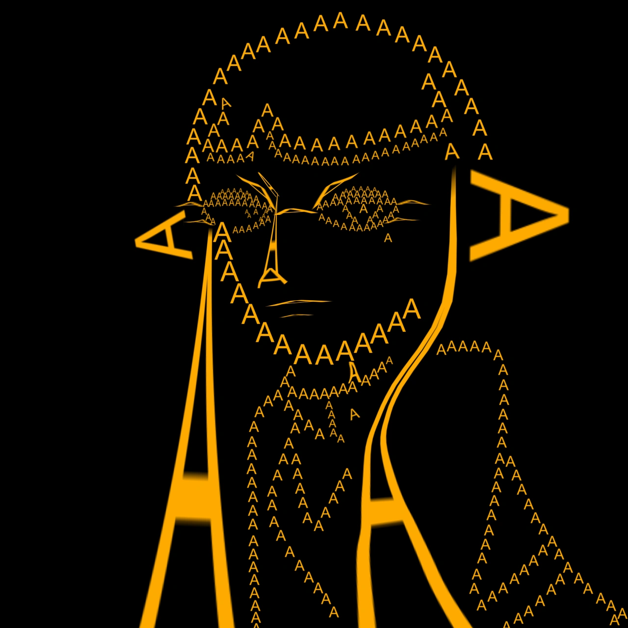 Agent 3 composed entirely of the letter “A” to represent my suffering ...