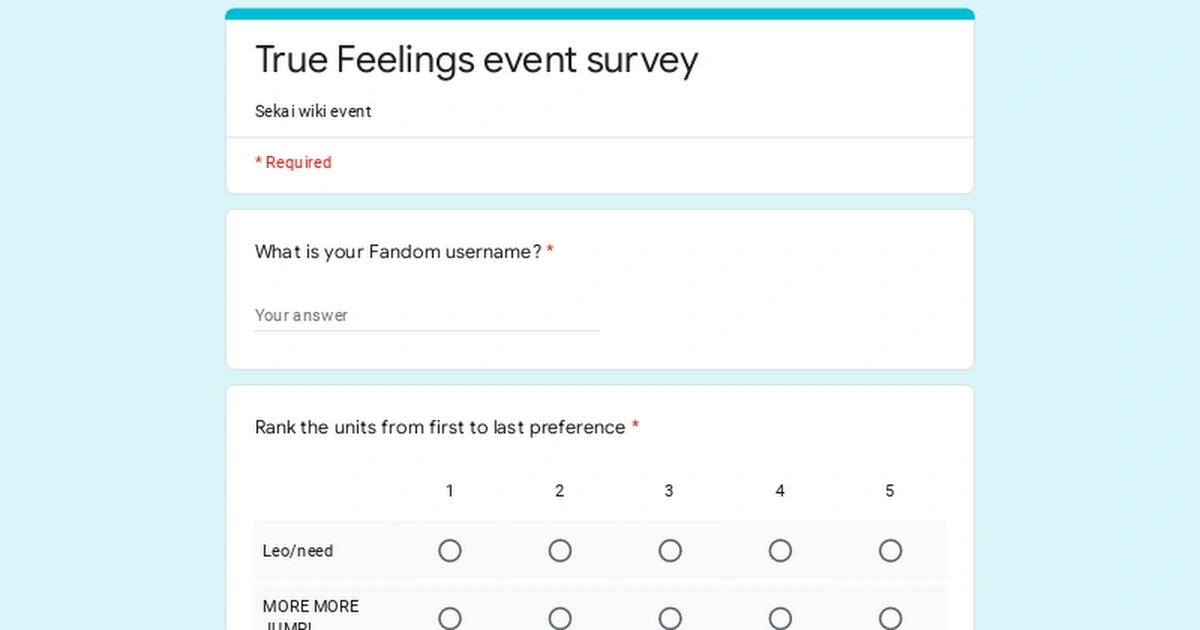 Preference survey | Fandom