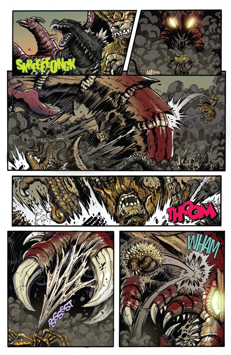 king Caesar going toe toe with Magita in godzilla rulers of the earth ...