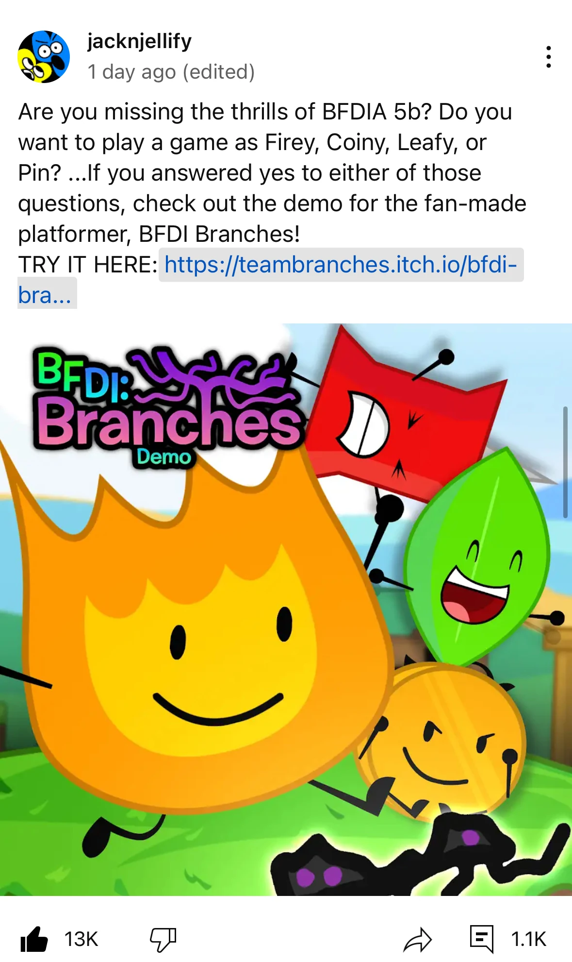 JackNJellyfries officially advertised the BFDI: Branches game, let’s freaking go. | Fandom