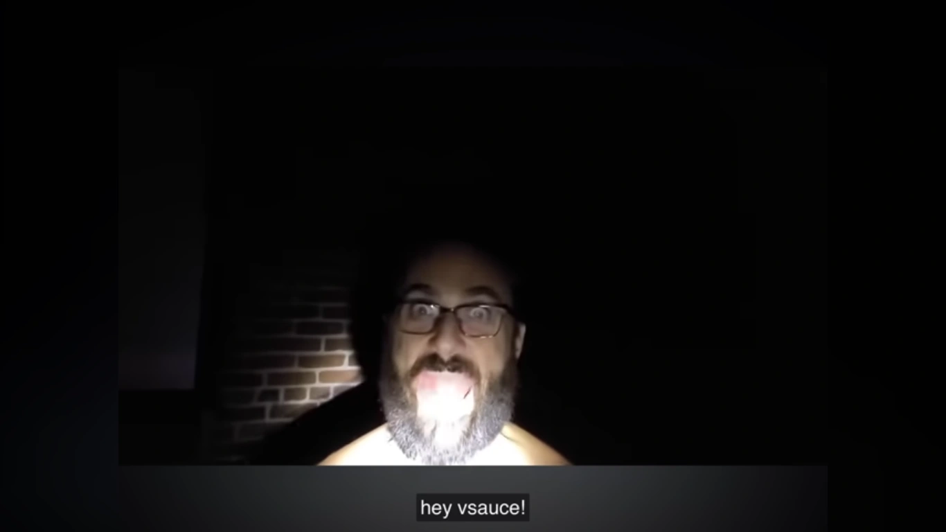 The last thing I see before Vsauce takes me into the deep dark biome ...