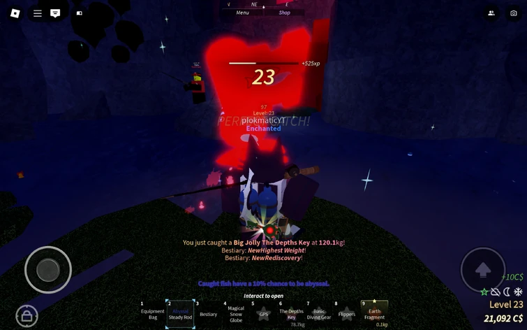 I got big jolly the depths key using abyssal steady rod+snowglobe bobber | Fandom