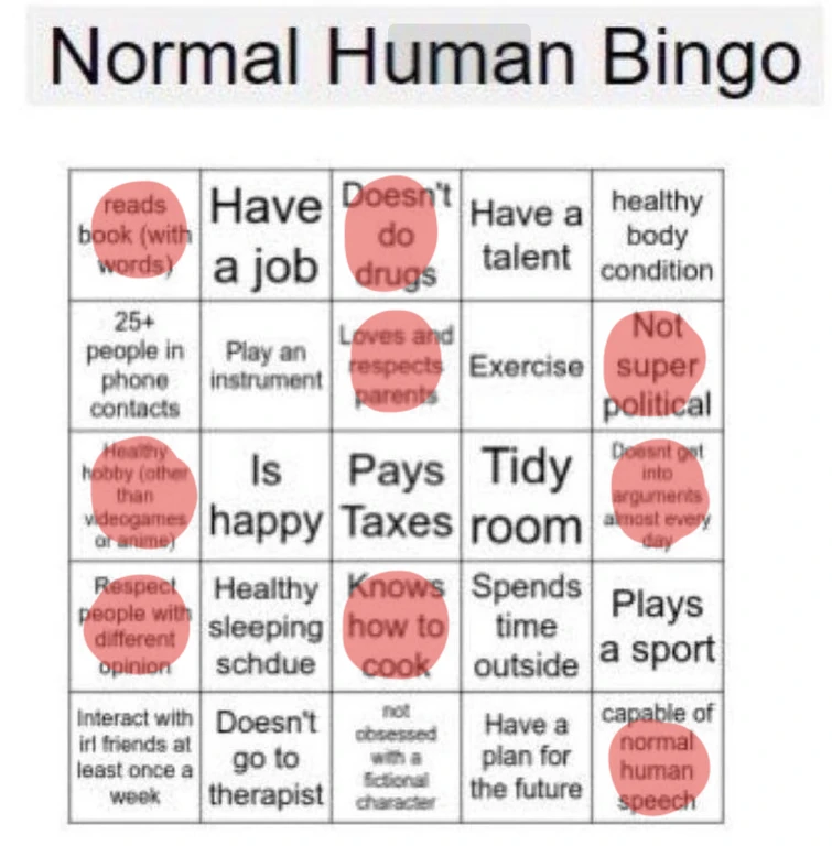 Normal human bingo | Fandom