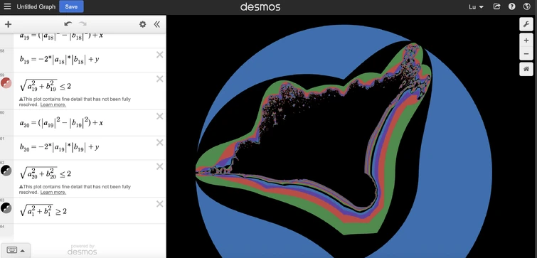 Geeking it out in the Desmos graphing calculator before the SB update ...
